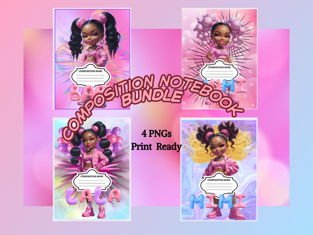 Bubblegum Babes Notebook Cover Bundle | Digital Composition Notebook ...