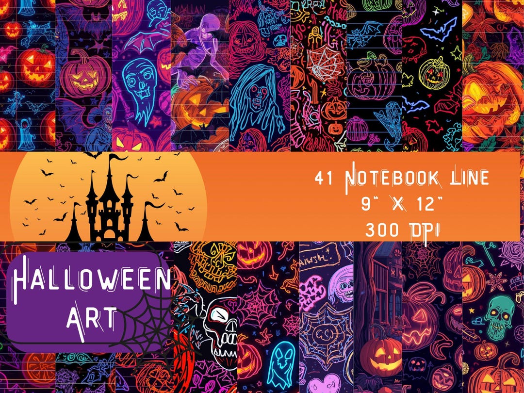 Spooky Halloween Lined Paper: Printable Journal Template (PDF) - Etsy