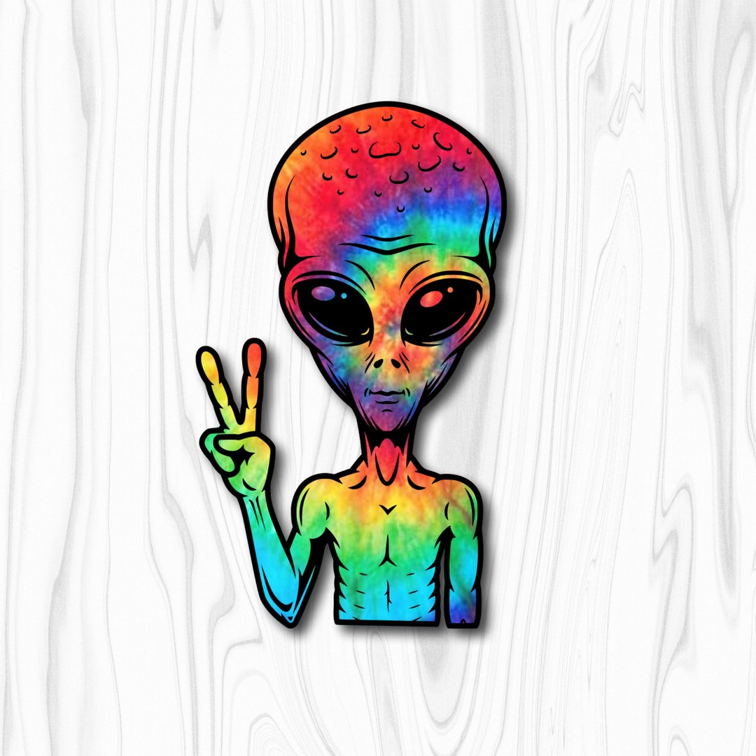 Tie Dye Alien Decal | Colorful Alien Sticker | Space Theme Laptop Decal ...