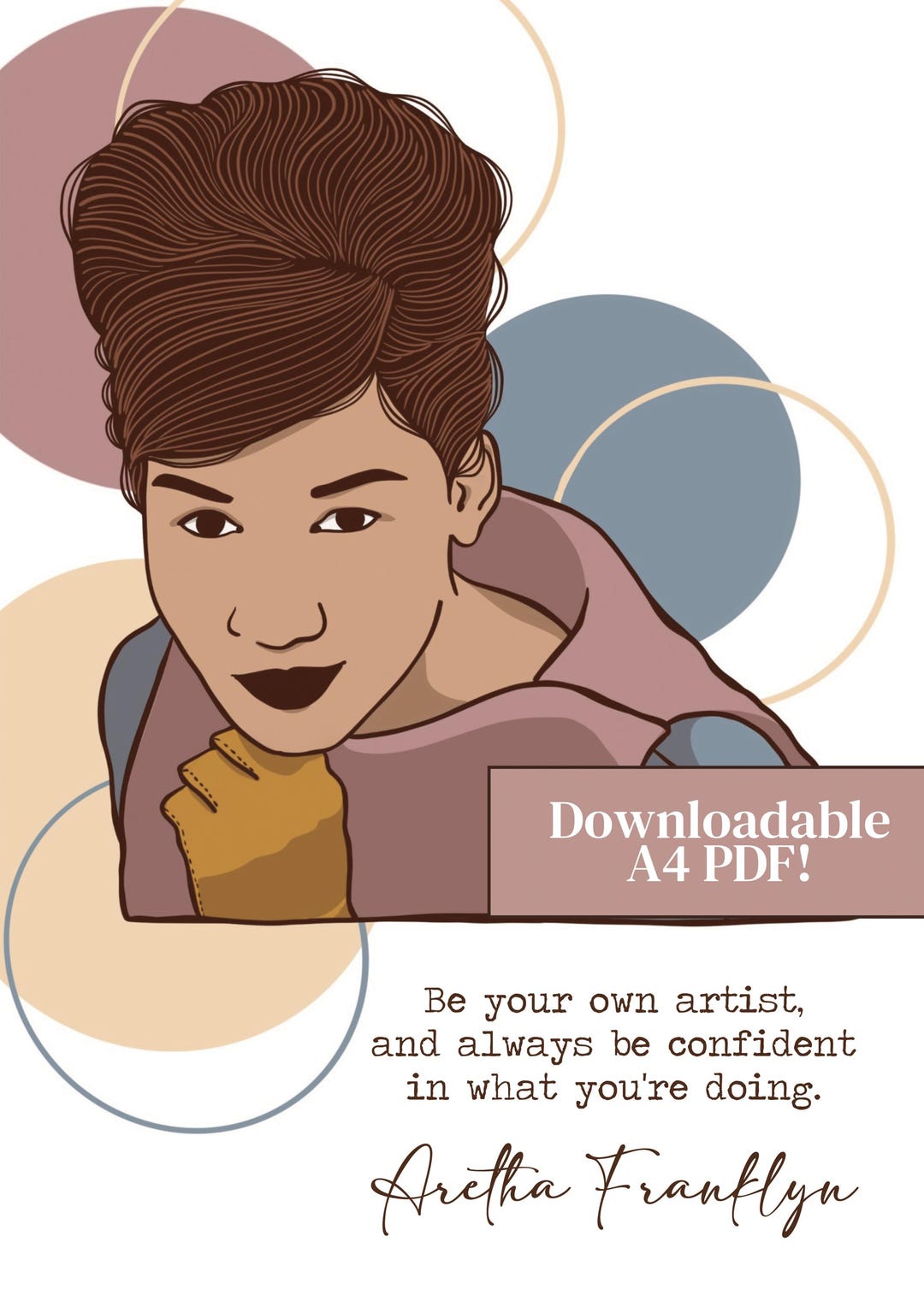 Aretha Franklin Printable A4 Poster, Aretha Franklin Digital Print for ...