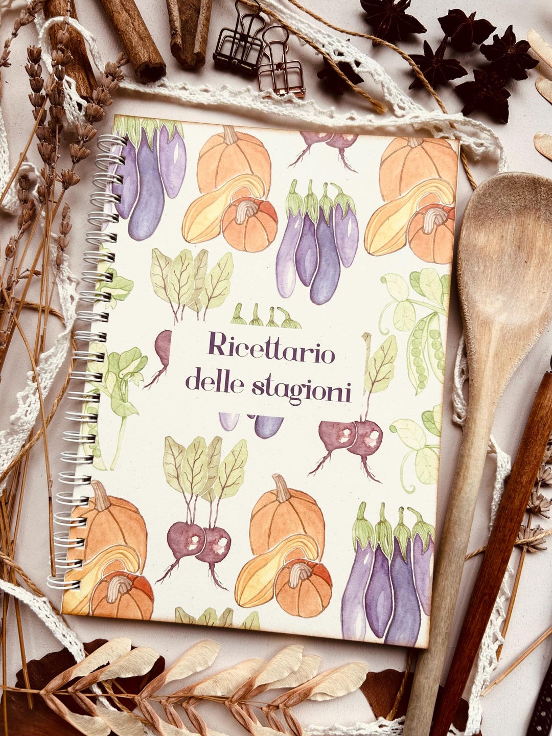 Handmade Recipe Book With Recycled Paper, Handmade Illustrated Cookbook ...