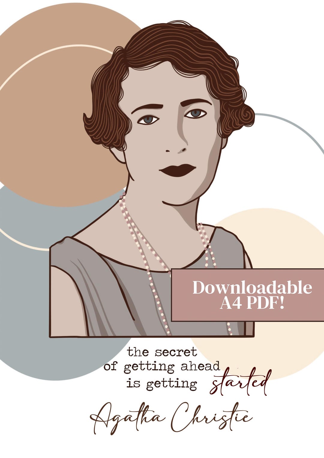 Agatha Christie Printable Poster in A4 Format, Agatha Christie Digital ...