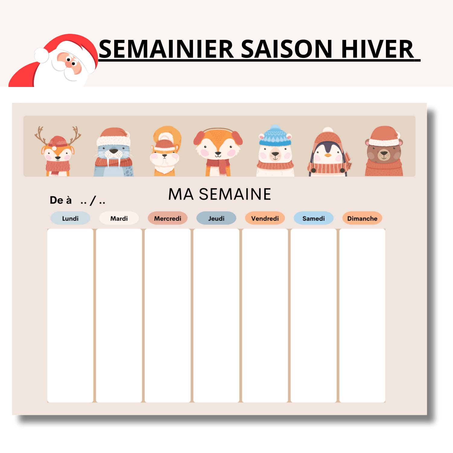 4 calendriers, semainiers pour enfants à imprimer, planning ...