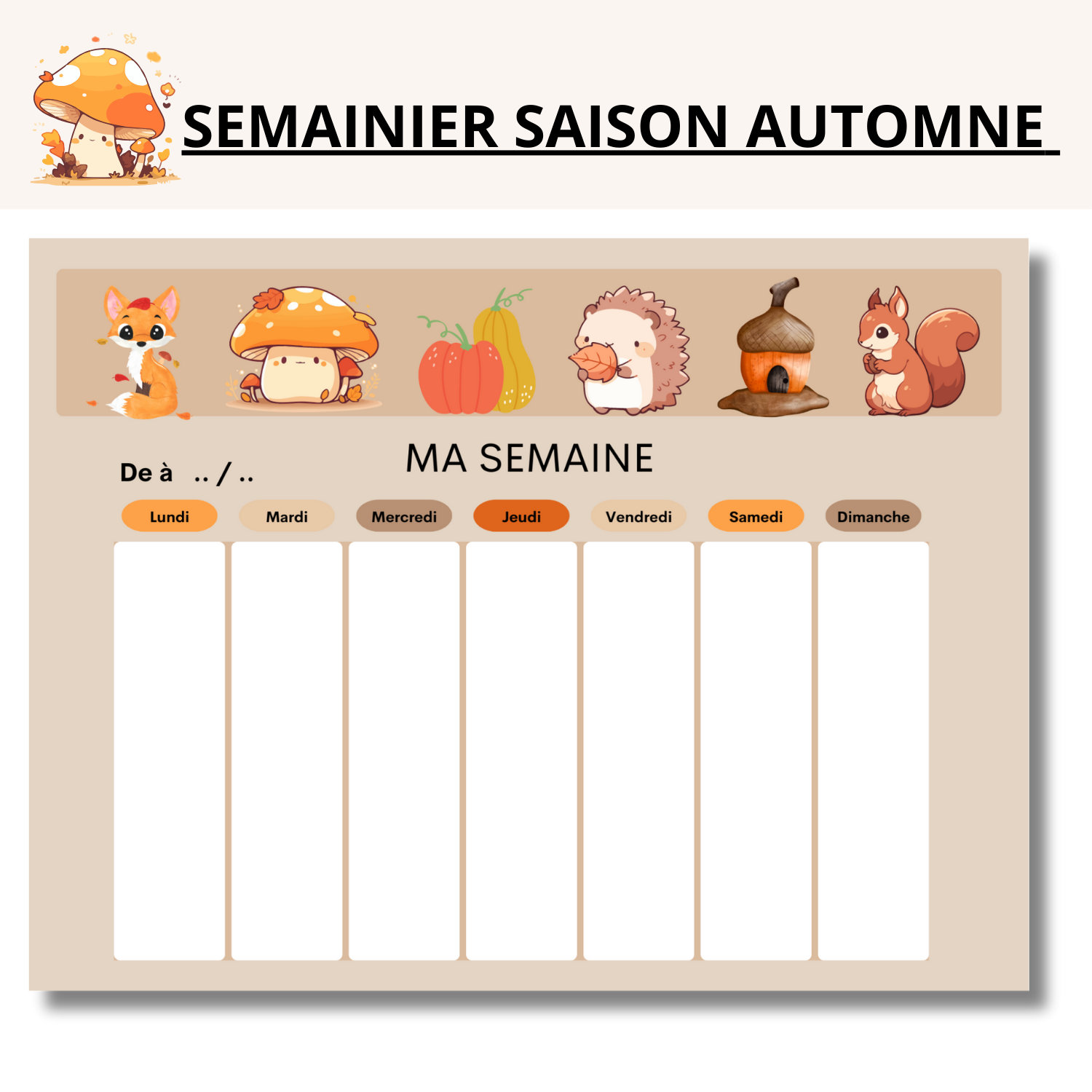 4 calendriers, semainiers pour enfants à imprimer, planning ...