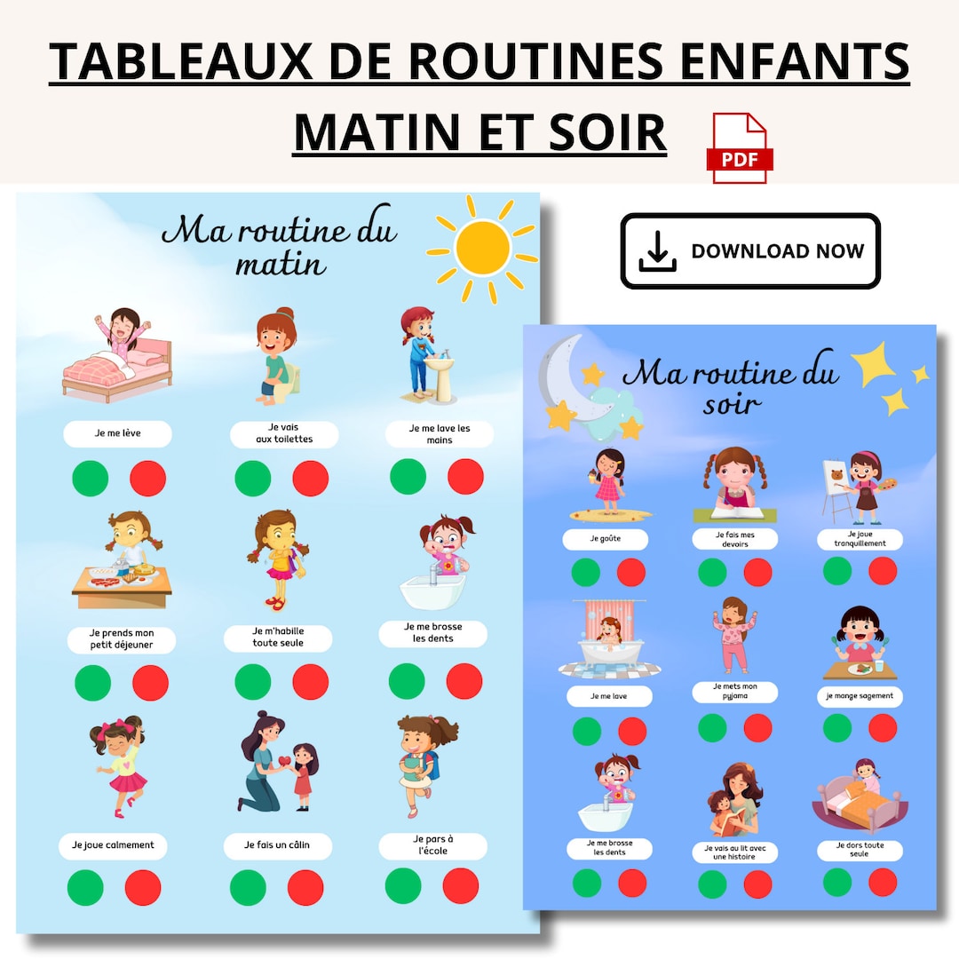 Children's Routine Tables, Morning and Evening, Children's Ritual ...