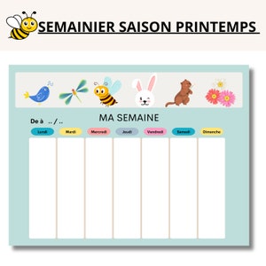 4 calendriers, semainiers pour enfants à imprimer, planning ...