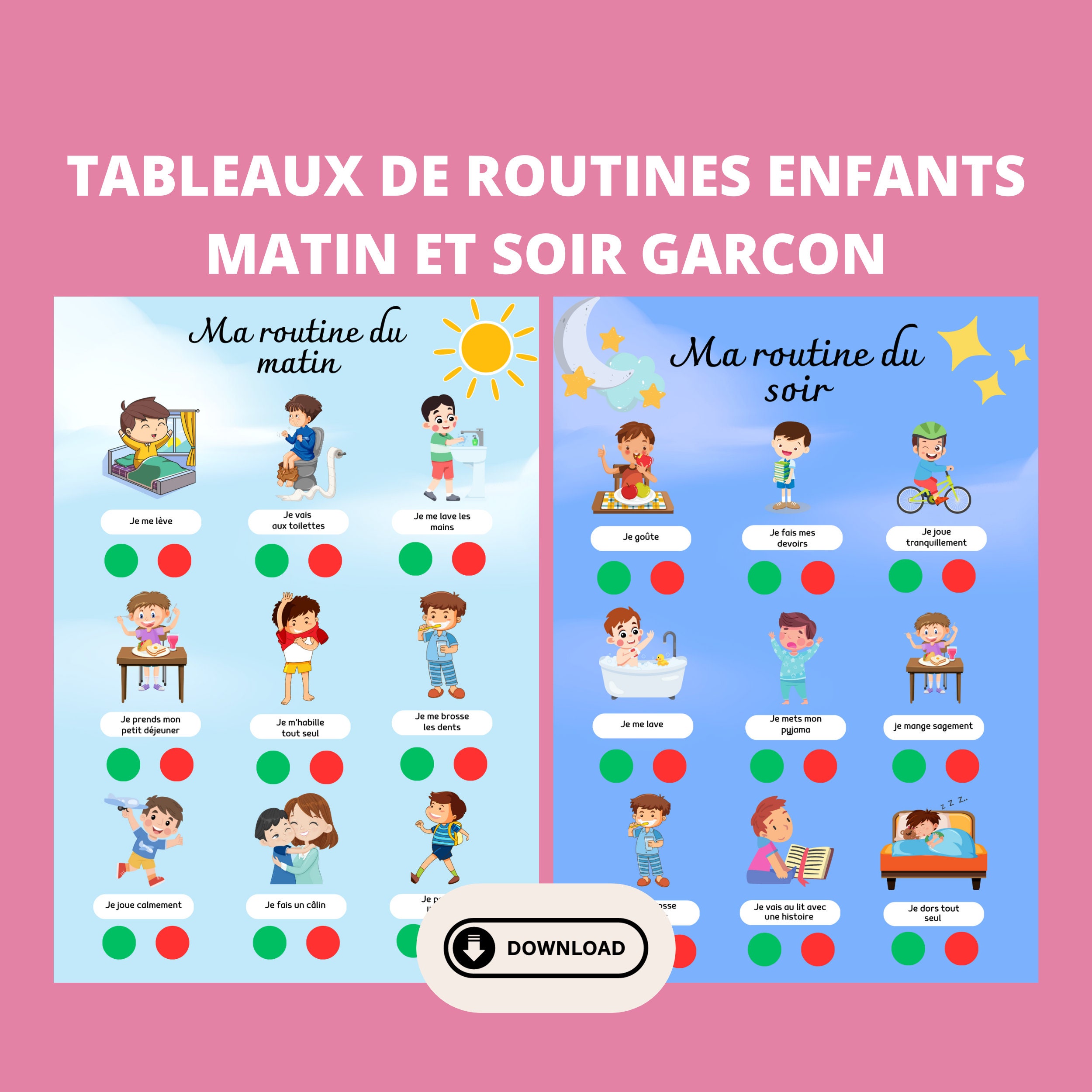 Tableaux de routines, affiches routines, enfant, matin soir ... Tableaux de routines, affiches routines, enfant, matin soir ...