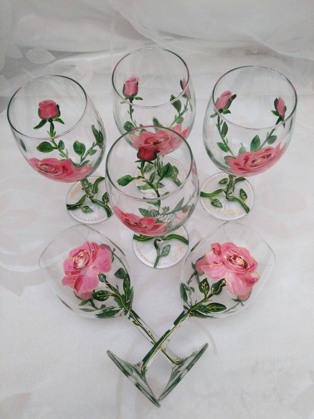 SERVICE OF 6 PINK GLASSES - Etsy