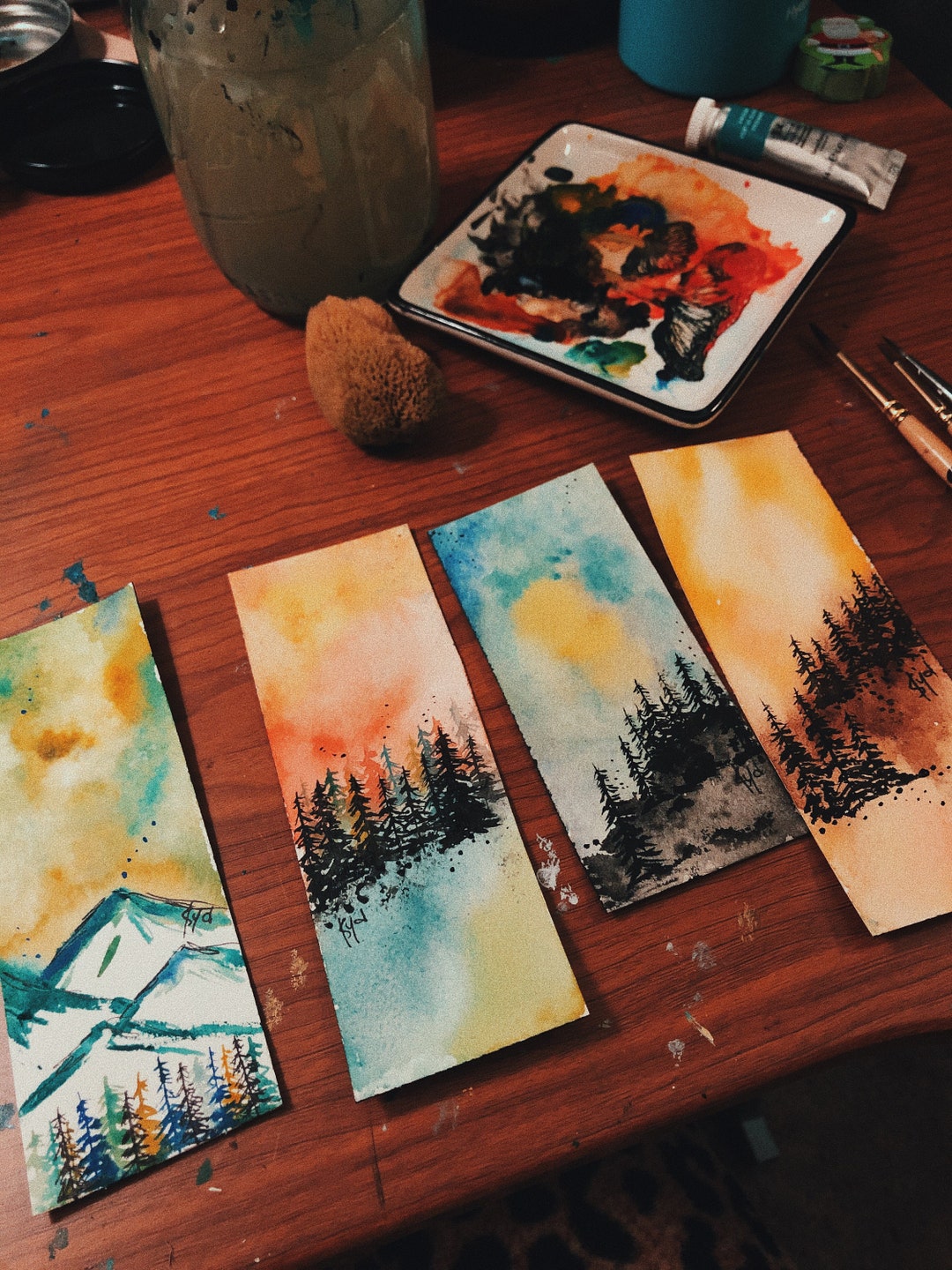 Handmade Watercolor Bookmarks - Double Sided and Laminated ...