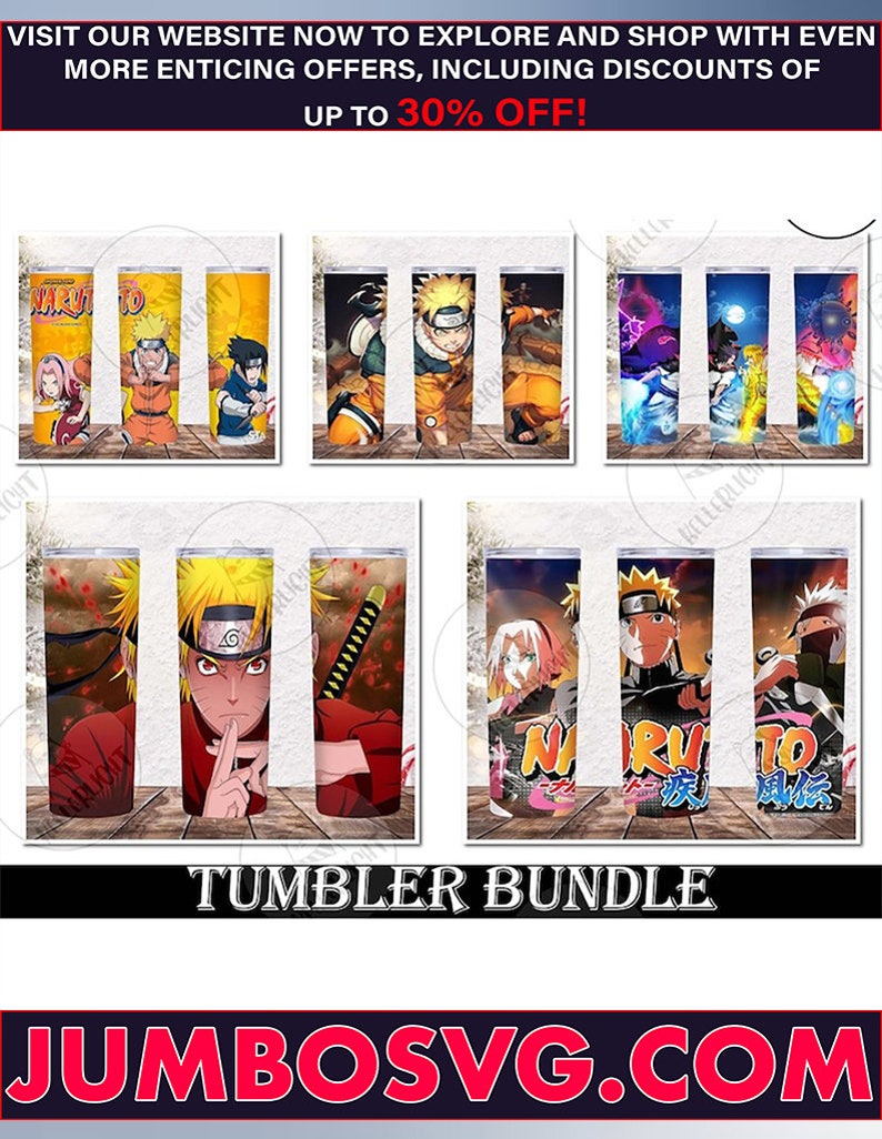 25 Naruto Tumbler Bundle, Tumbler 20oz Skinny Sublimation, Bundle ...