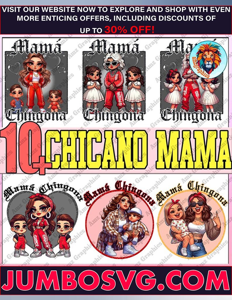10 Mama Chingona Chicana Cartoon Mom Png Bundle, Chibi Style Latina ...