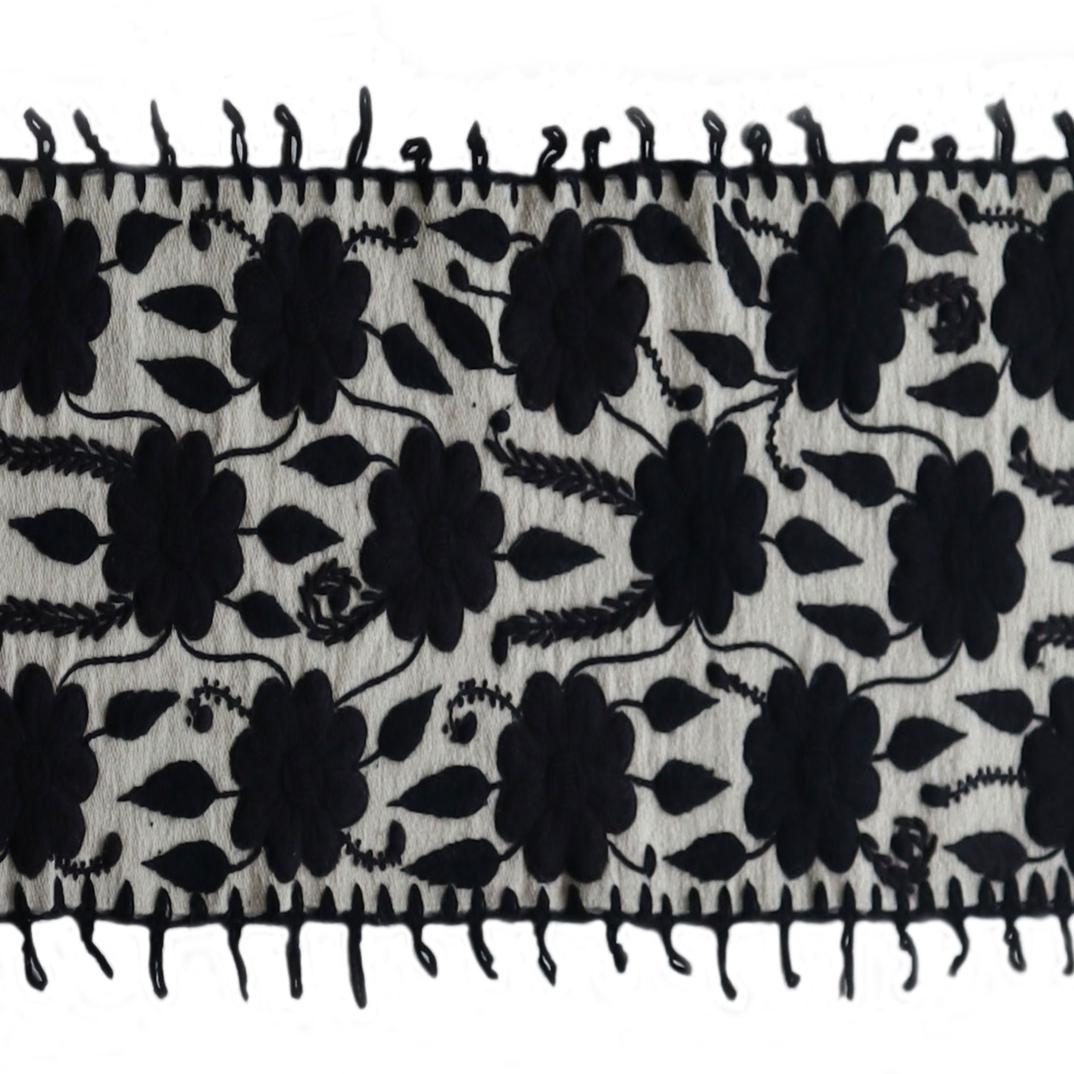 Embroidered Table Runner / Bed Runner Black-white Embroidered - Etsy