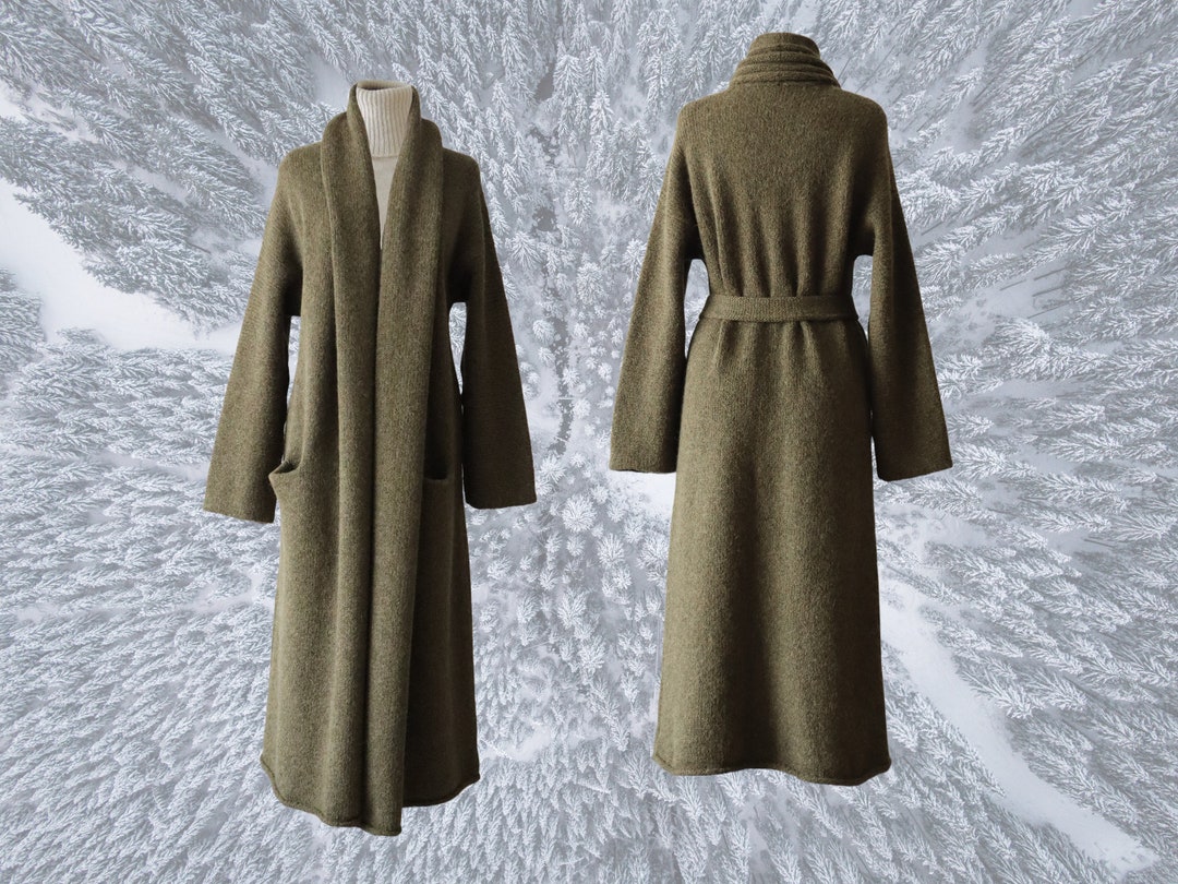 Capote Coat Alpaca Felted, 93% Alpaca Army Green Melange Limited ...