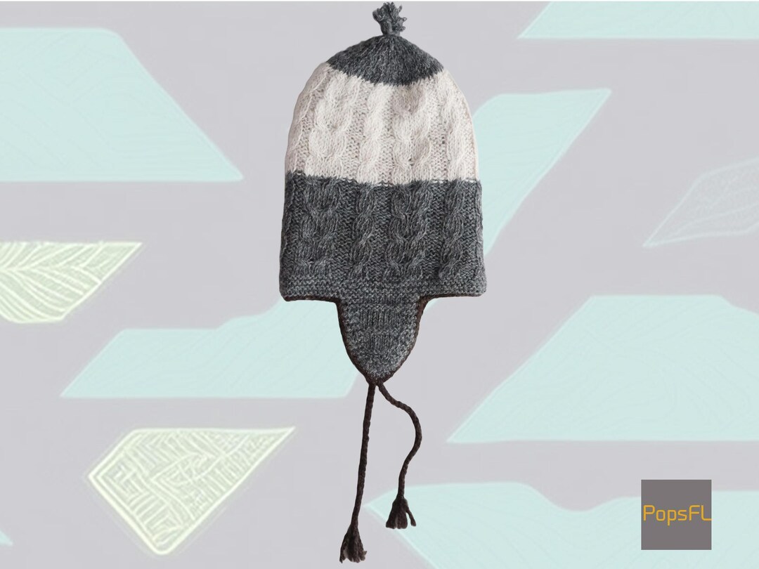 Peruvian Reversible Chullo Hat With Earflaps, 100% Alpaca, Hand Knitted ...
