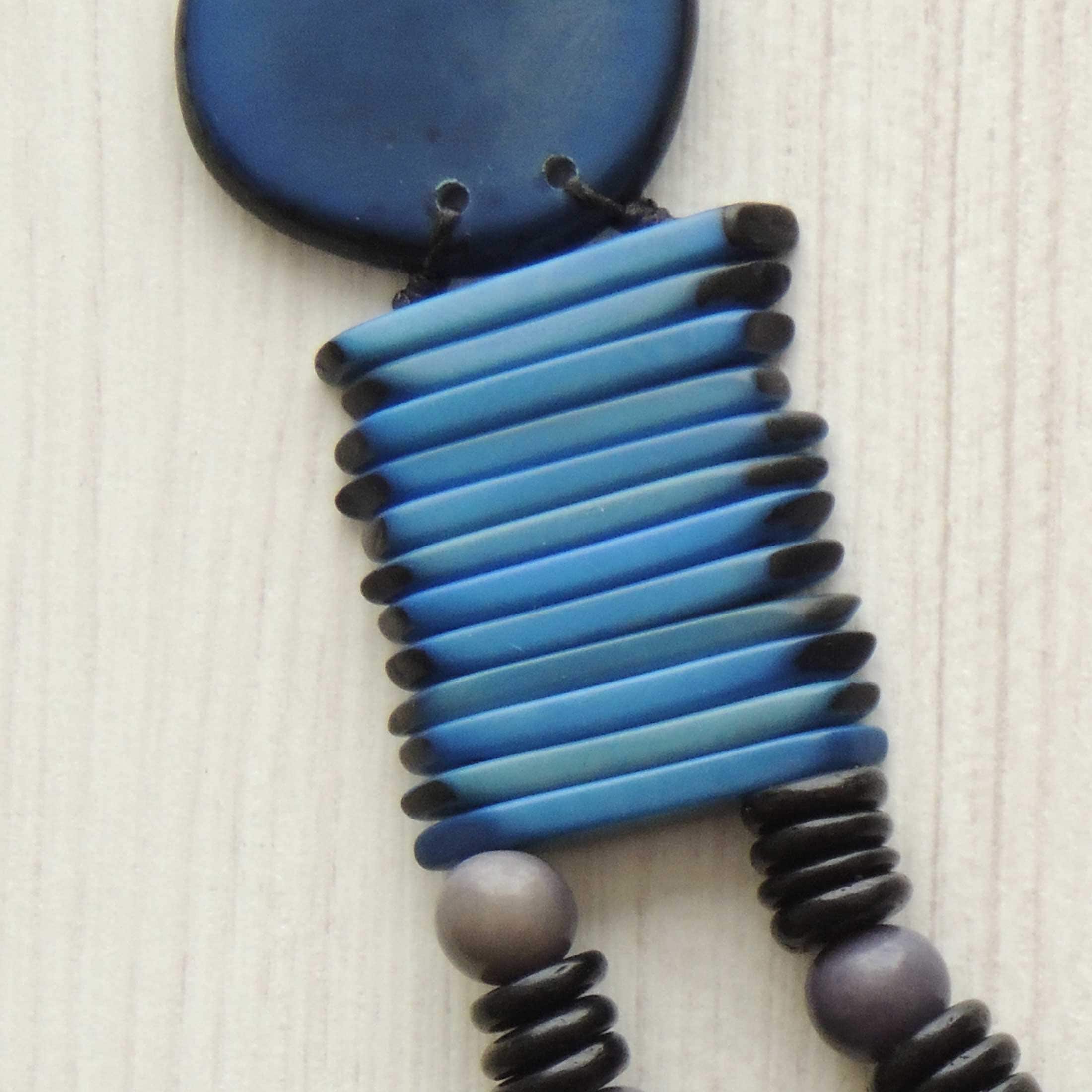 Tagua necklace organic tagua jewelry blue gray | Etsy