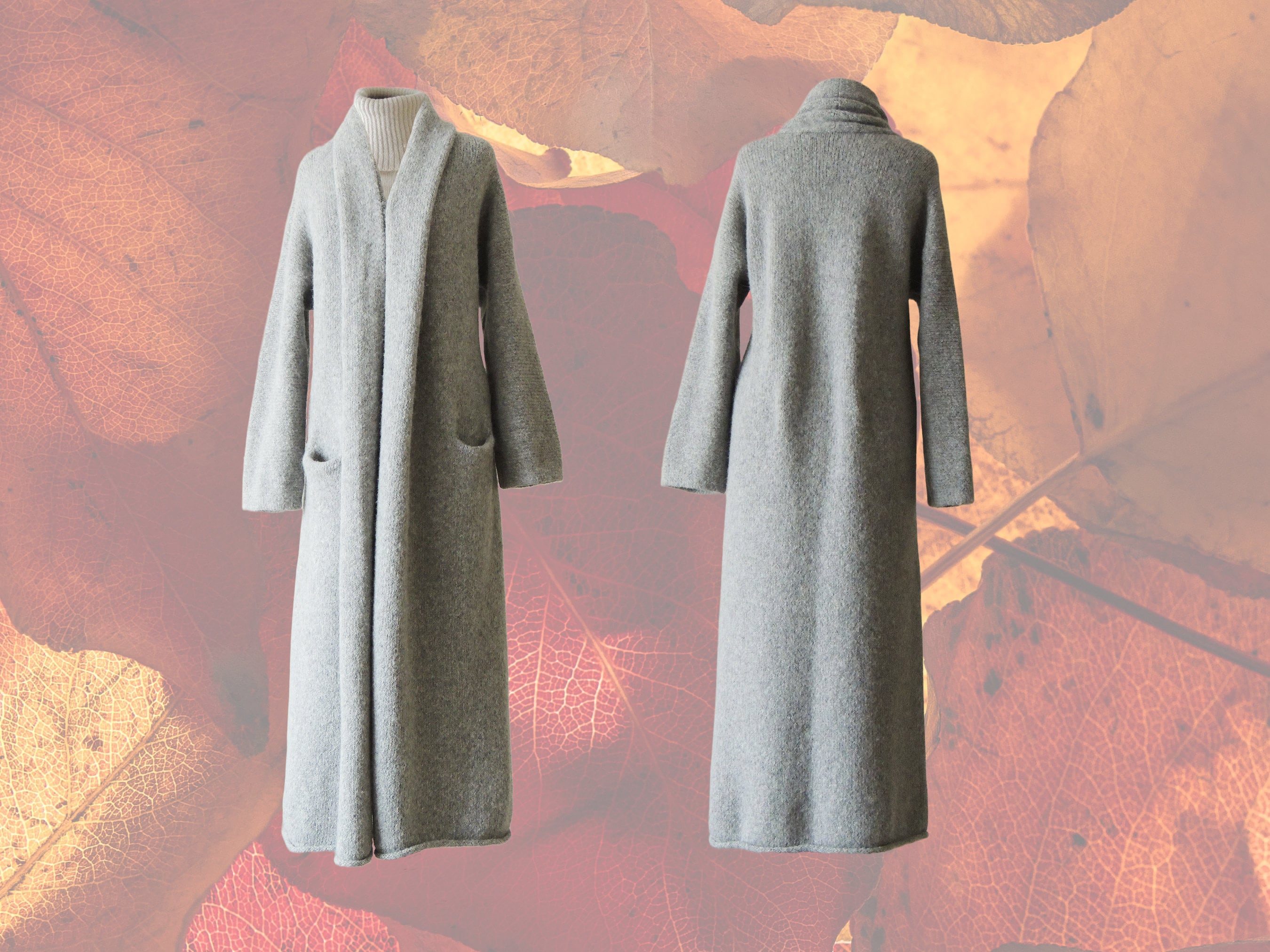 Capote Coat Alpaca Felted, Gray, Cardigan Hand Knitted Oversized ...