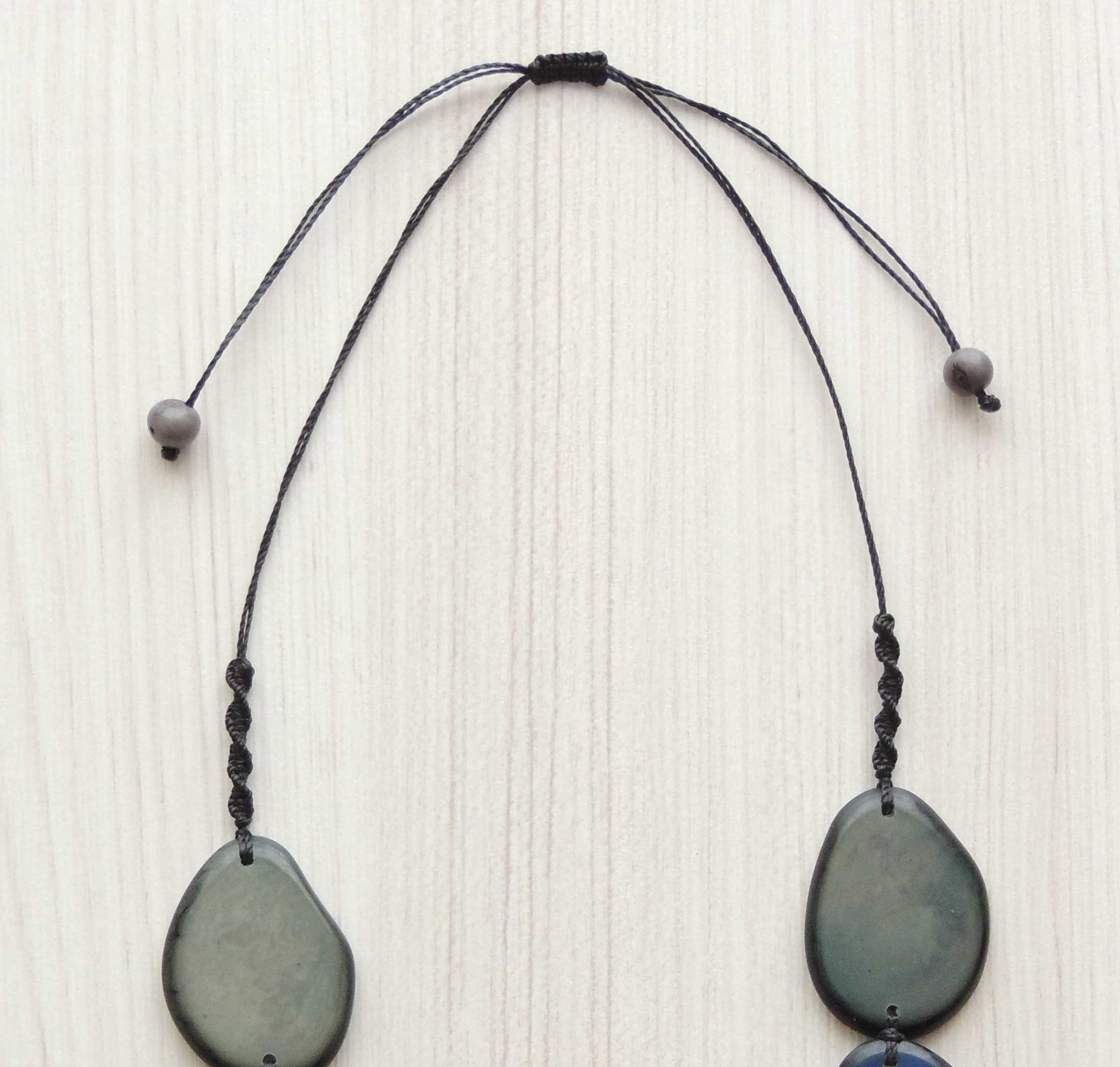 Tagua necklace organic tagua jewelry blue gray | Etsy