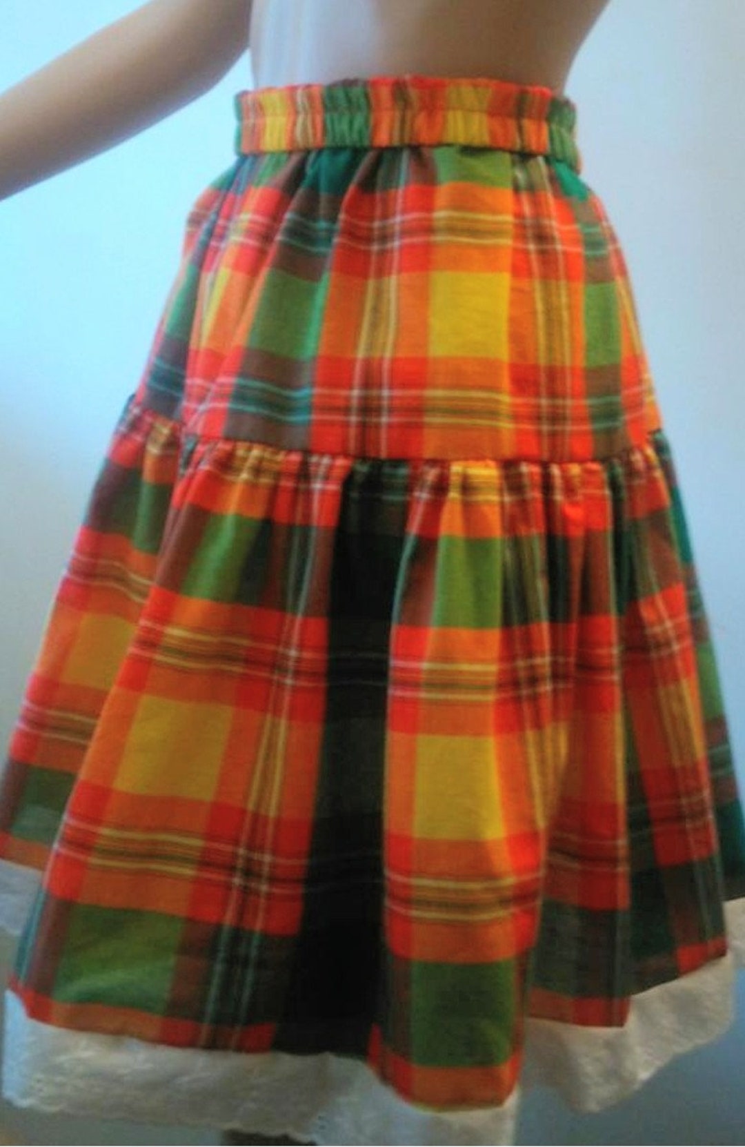 Jupe Femme En Madras Et Dentelle - Etsy