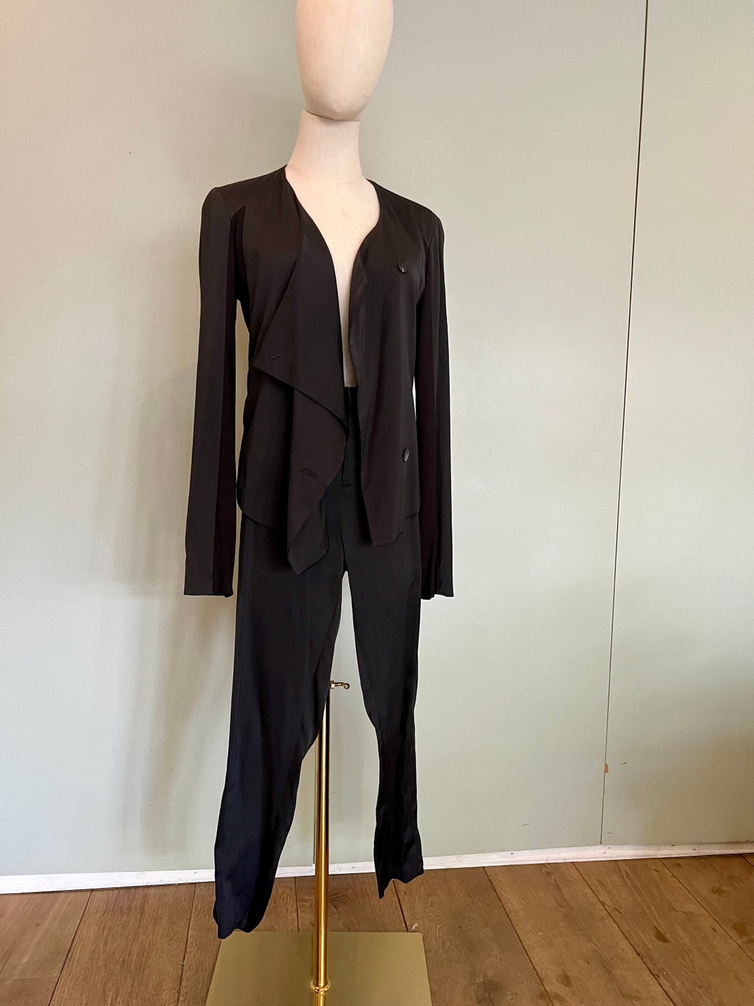 Helmut Lang Vintage Black Satin Finish Suit - Etsy UK