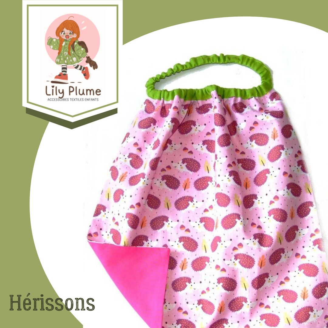Children's Table Napkin, Children's Elasticated Napkin, Pink Hedgehog ...