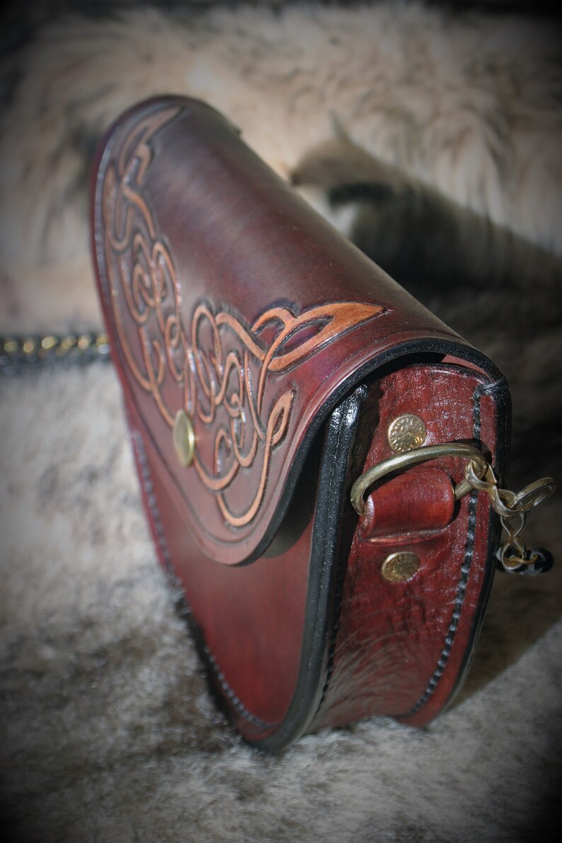 Leather Tiny Bag, Fantasy Fairy Style, Red and Gold - Etsy