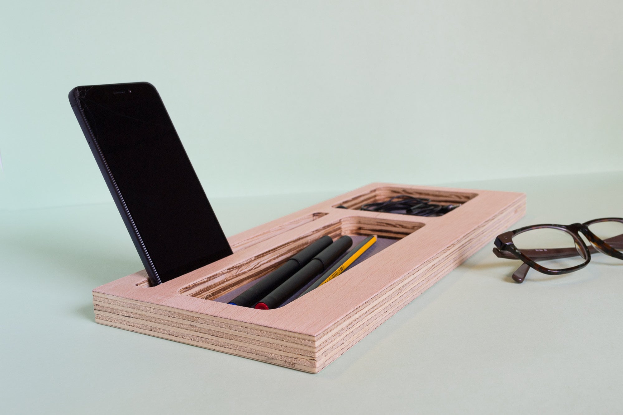 Wooden Phone Stand. Wooden Organizer. Desktop Accesories. Desktop ...