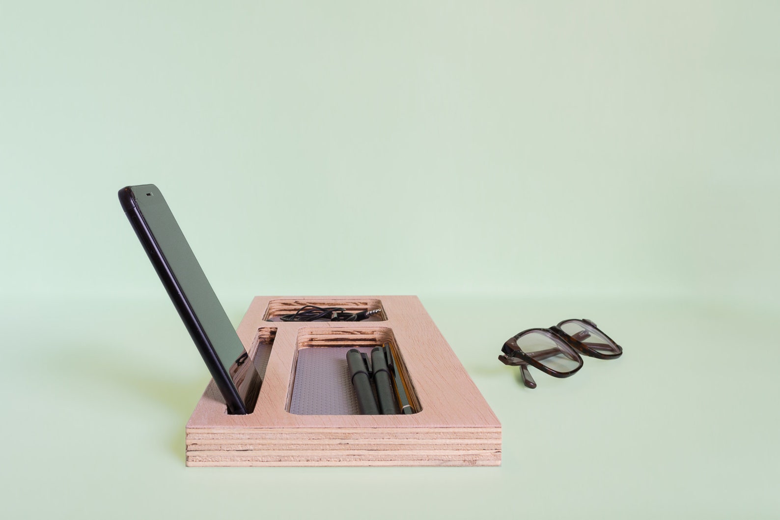 Wooden Phone Stand. Wooden Organizer. Desktop Accesories. Desktop ...