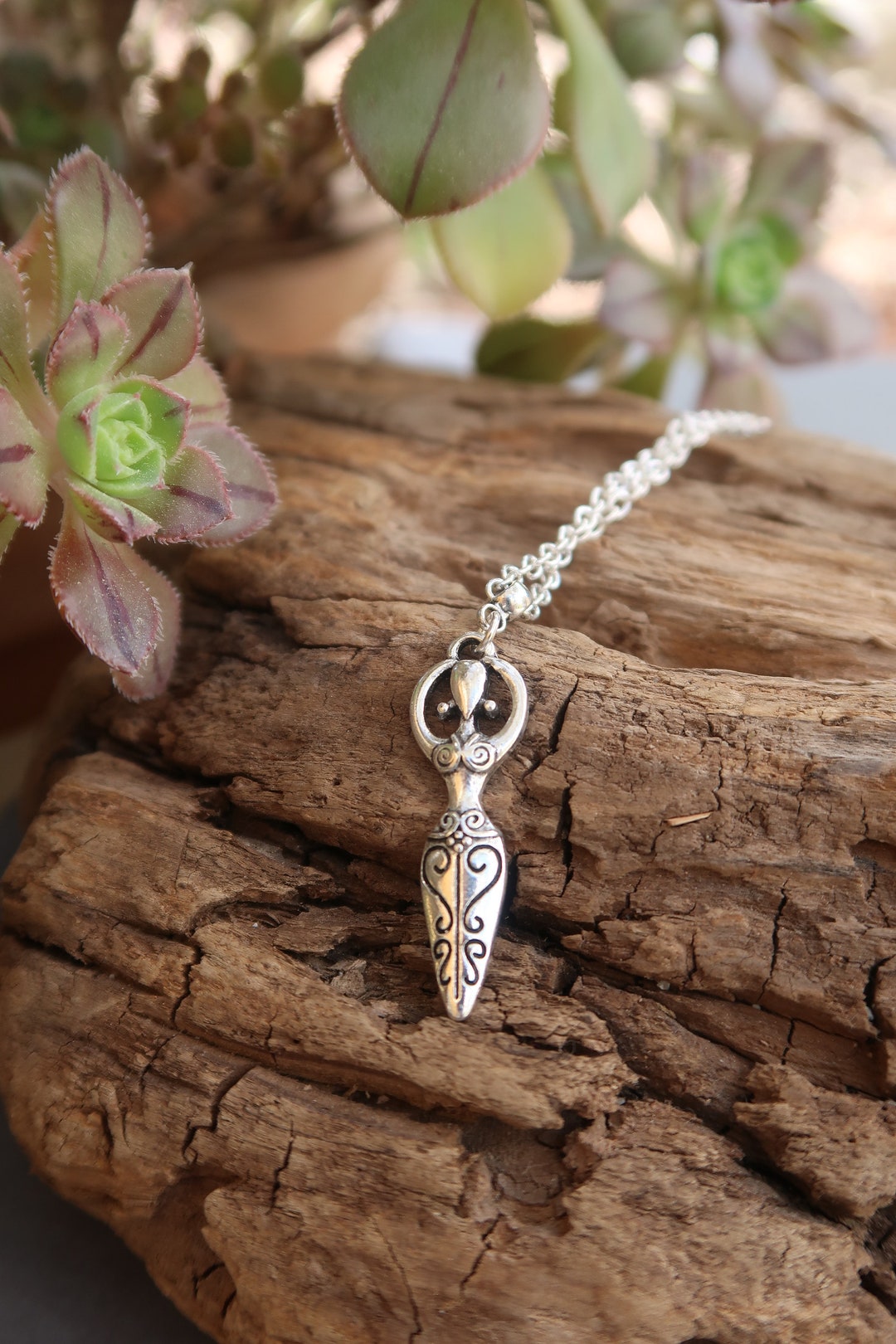 Pagan Necklace With Mother Goddess Pendant and Fine Silver Chain ...