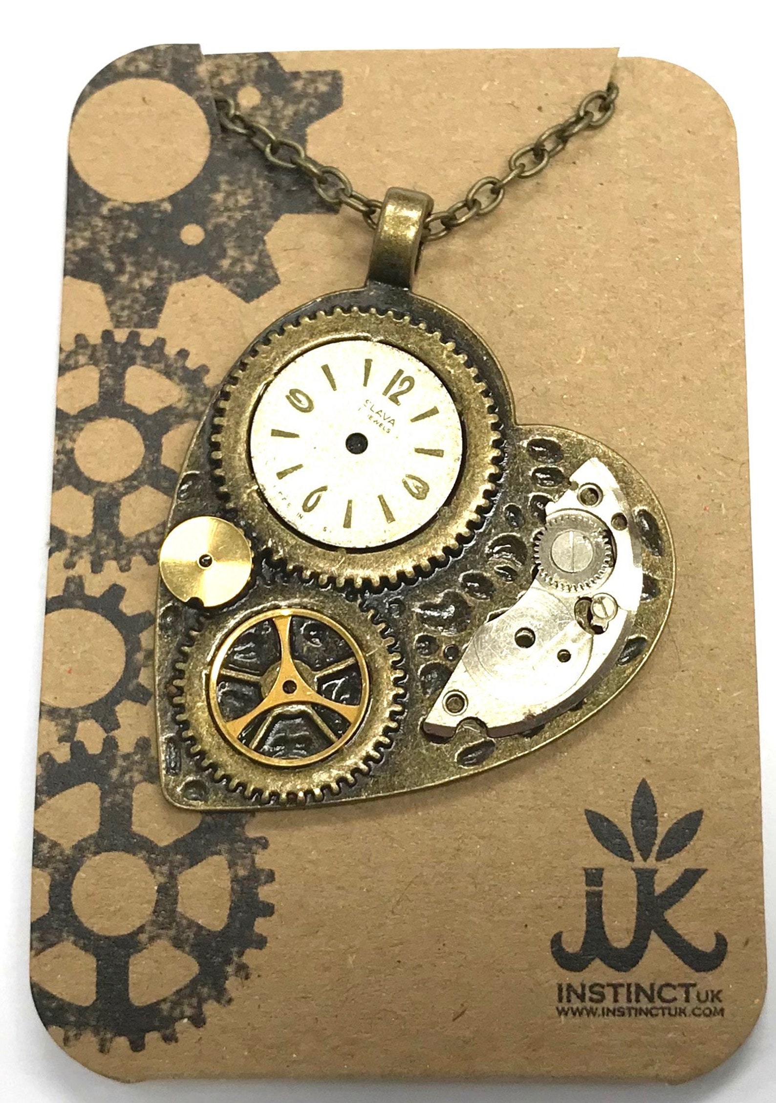 Steampunk Heart Upcycled Gear Cog Necklace More Colour - Etsy