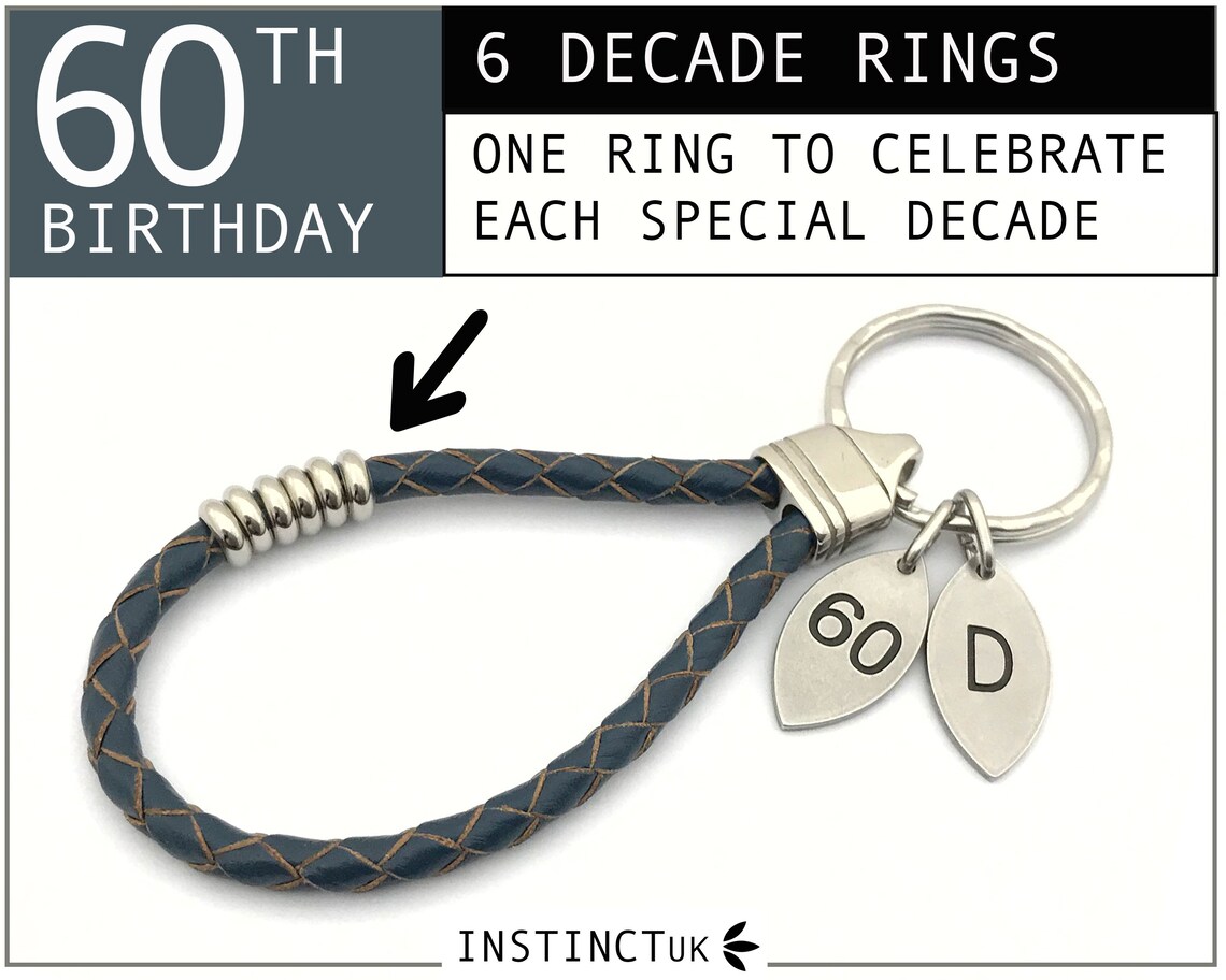 PERSONALISED LEATHER KEYRING 60th Birthday Gift Custom - Etsy India