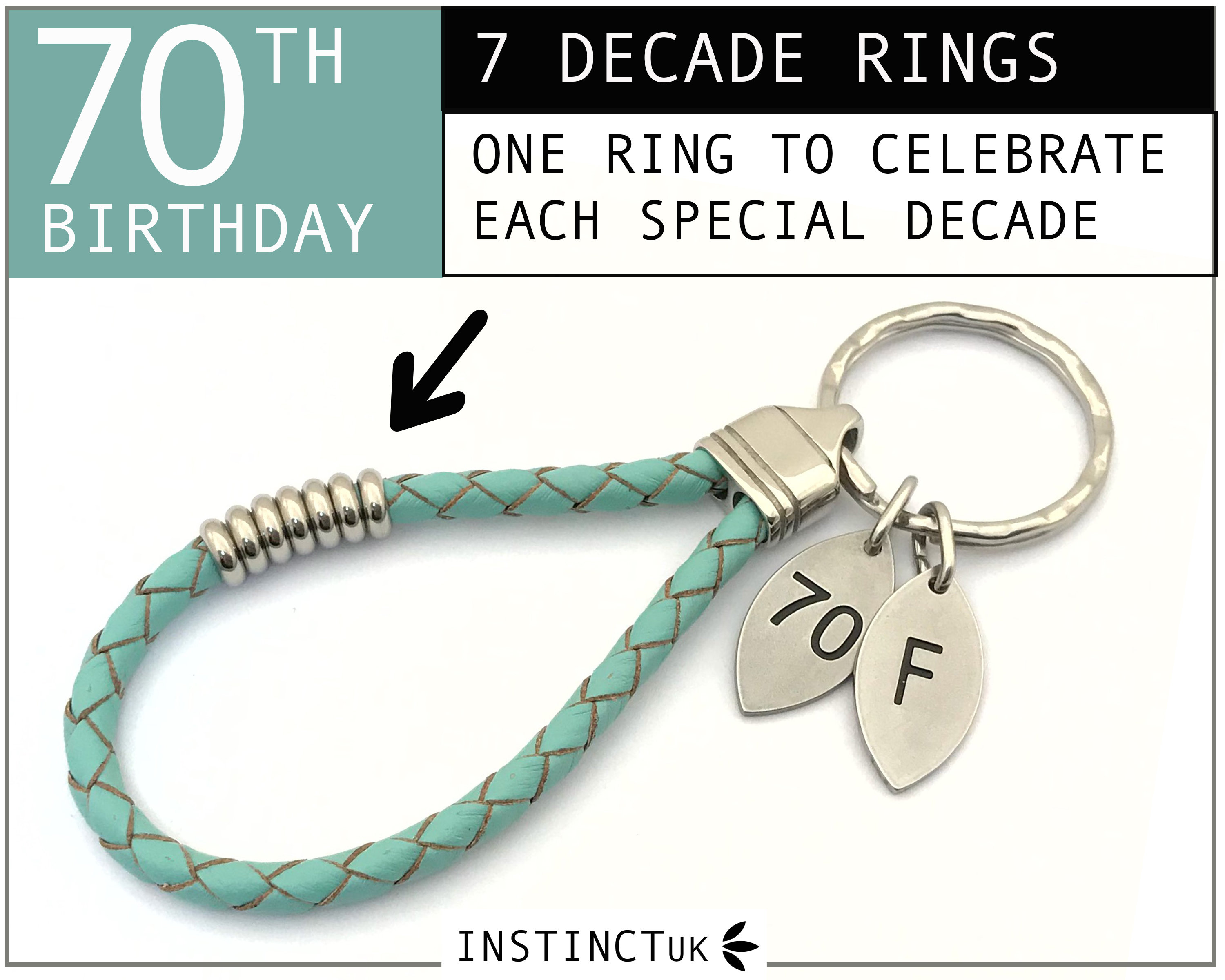 PERSONALISED LEATHER KEYRING 70th Birthday Gift Custom | Etsy