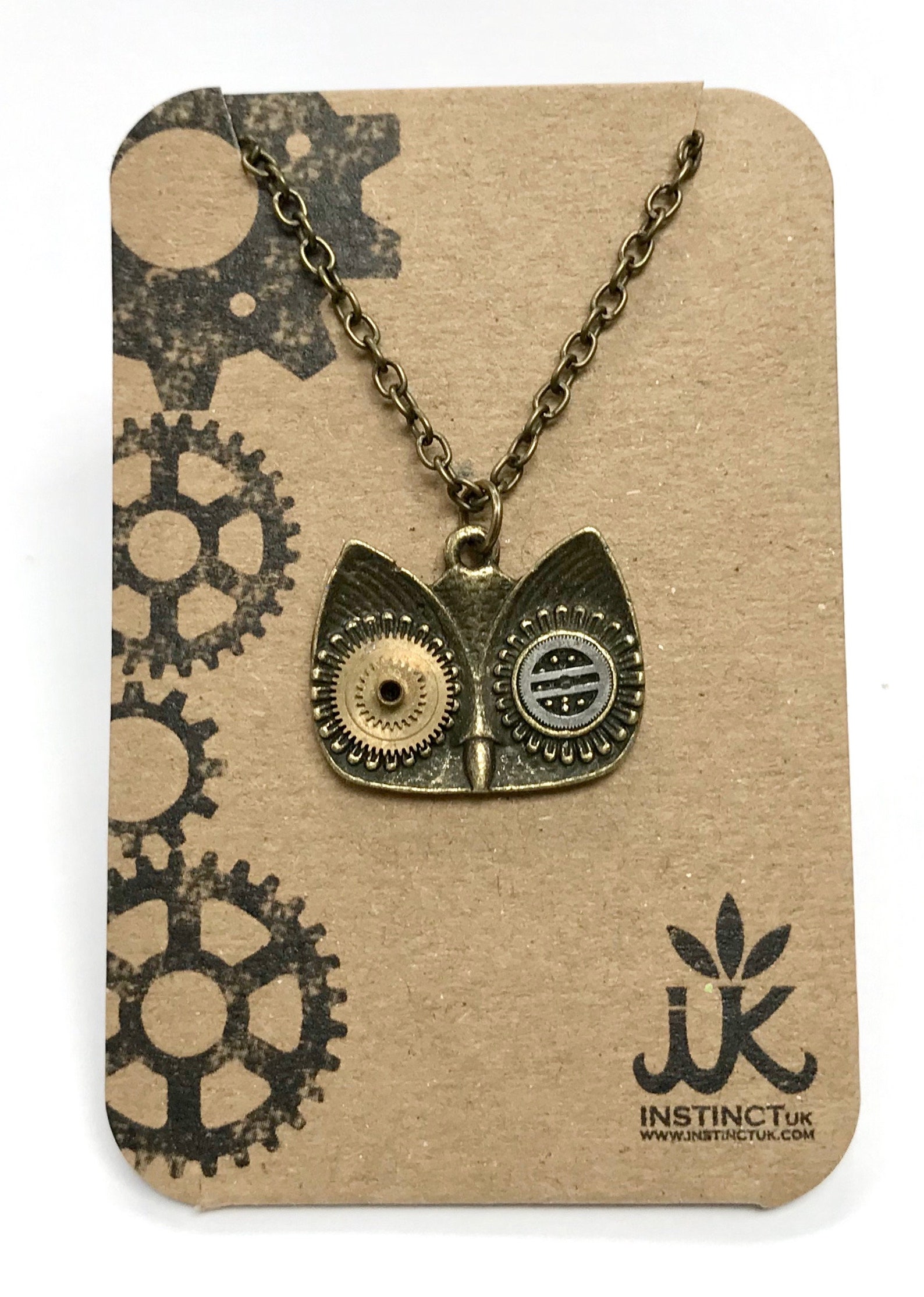 Steampunk Owl Eyes Upcycled Gear Cog Necklace Bronze Watch | Etsy
