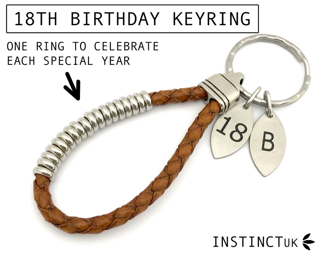 PERSONALISED LEATHER KEYRING 18th Birthday Gift Custom - Etsy