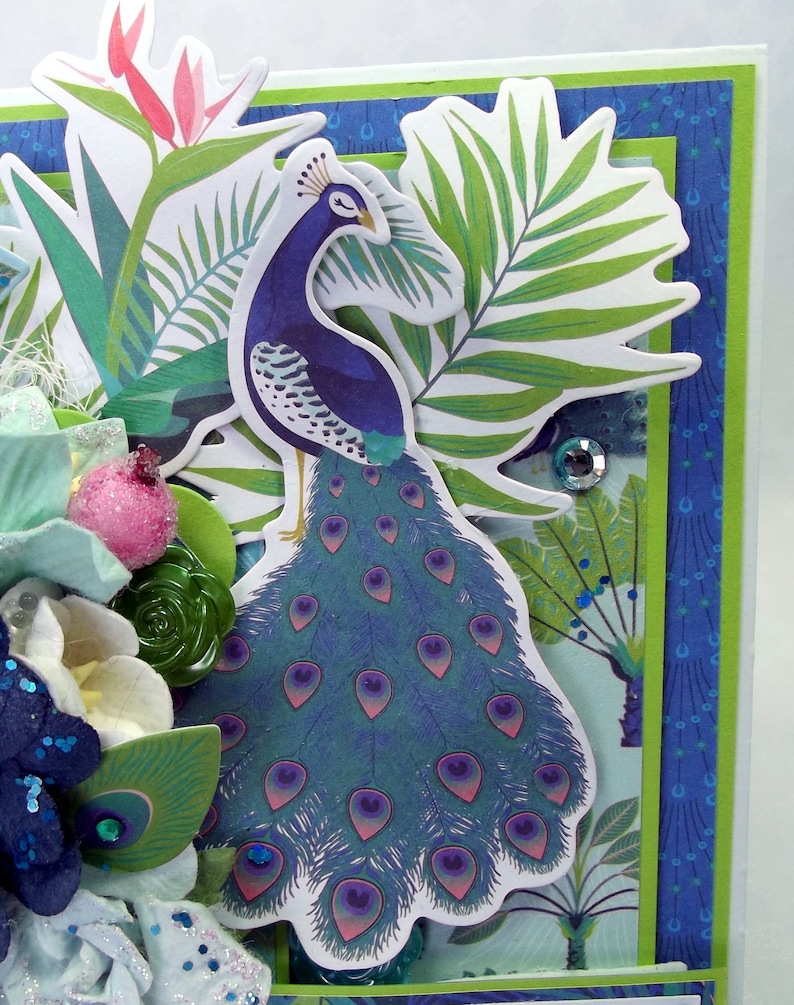 Happy Handmade Peacock Birthday Card Handmade Flower Card Etsy