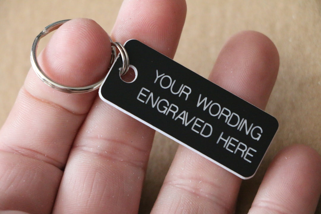 Key-ring Personalised Keychain Engraved Plastic Laminate 5 X 2 Cm Have ...