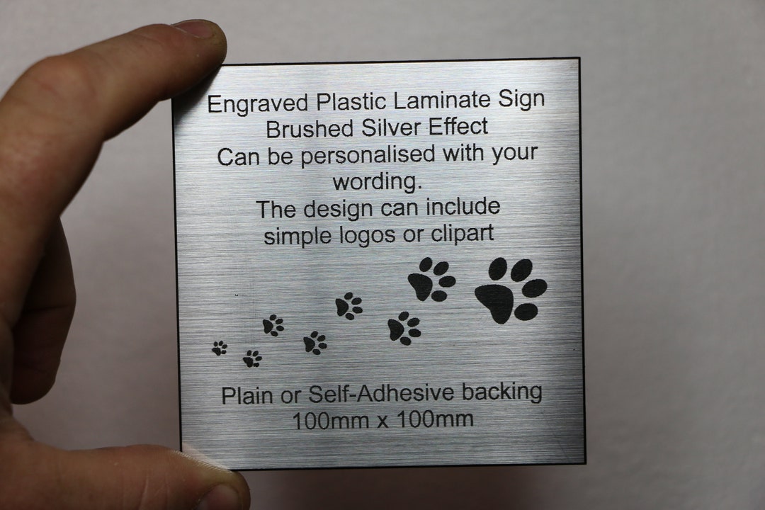 Plastic Laminate Sign Plaque Silver Effect Surface Black Text ...