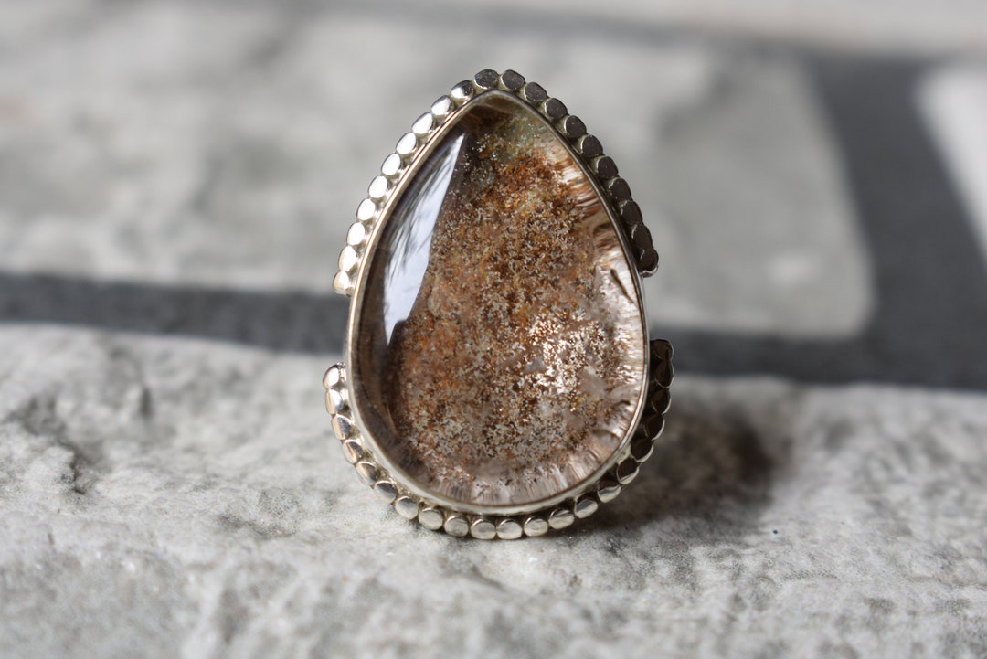 925 Silver Natural Lodolite Ring-natural Garden Quartz - Etsy