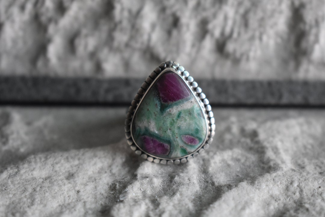 925 Silver Natural Ruby Fuchsite Ring-green Ruby Fuchsite Ring,ruby ...