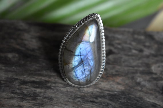 925 silver rare purple labradorite ring-purple flashy | Etsy
