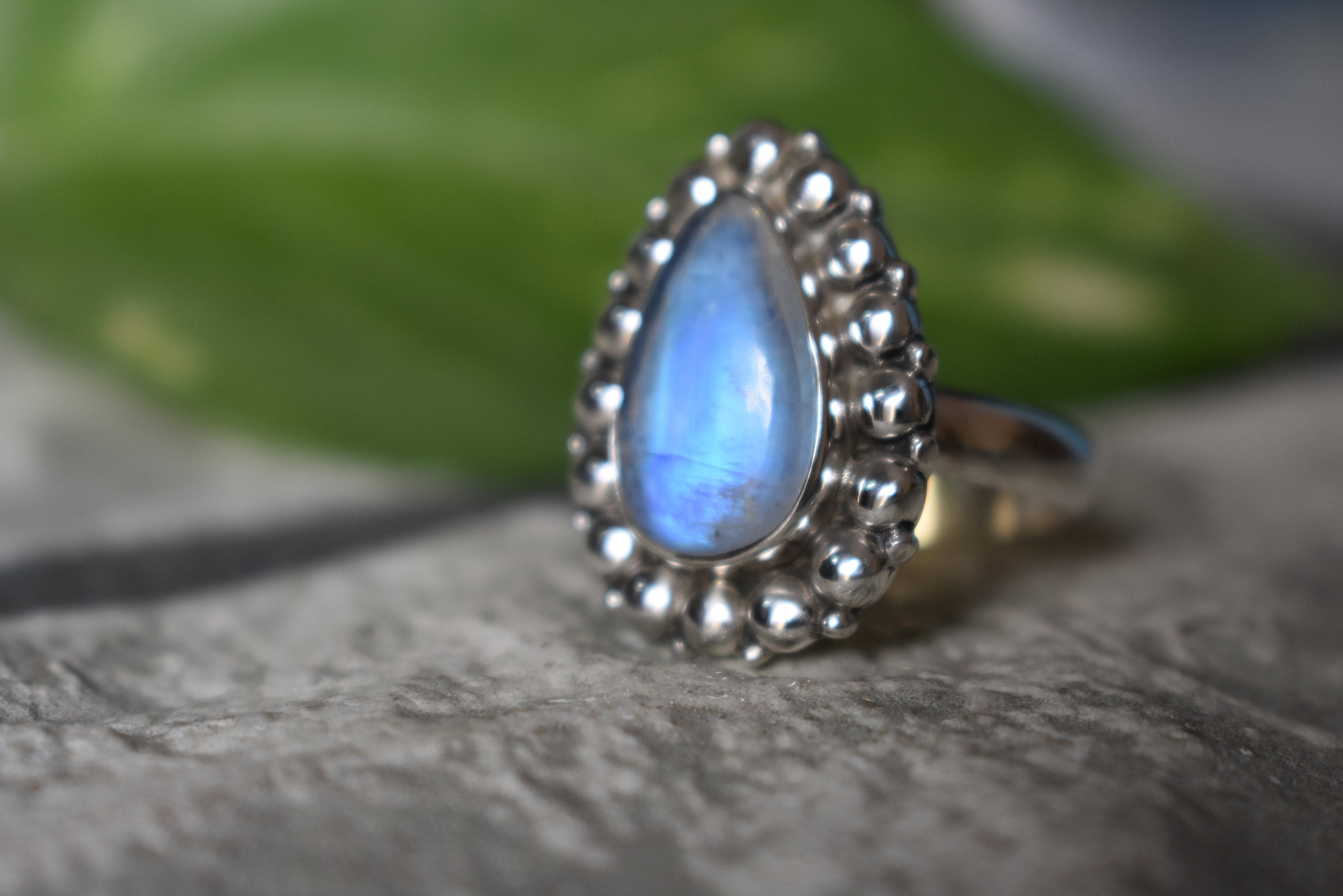Handmade 925 Silver Blue Moonstone Ring, Teardrop Design - Etsy