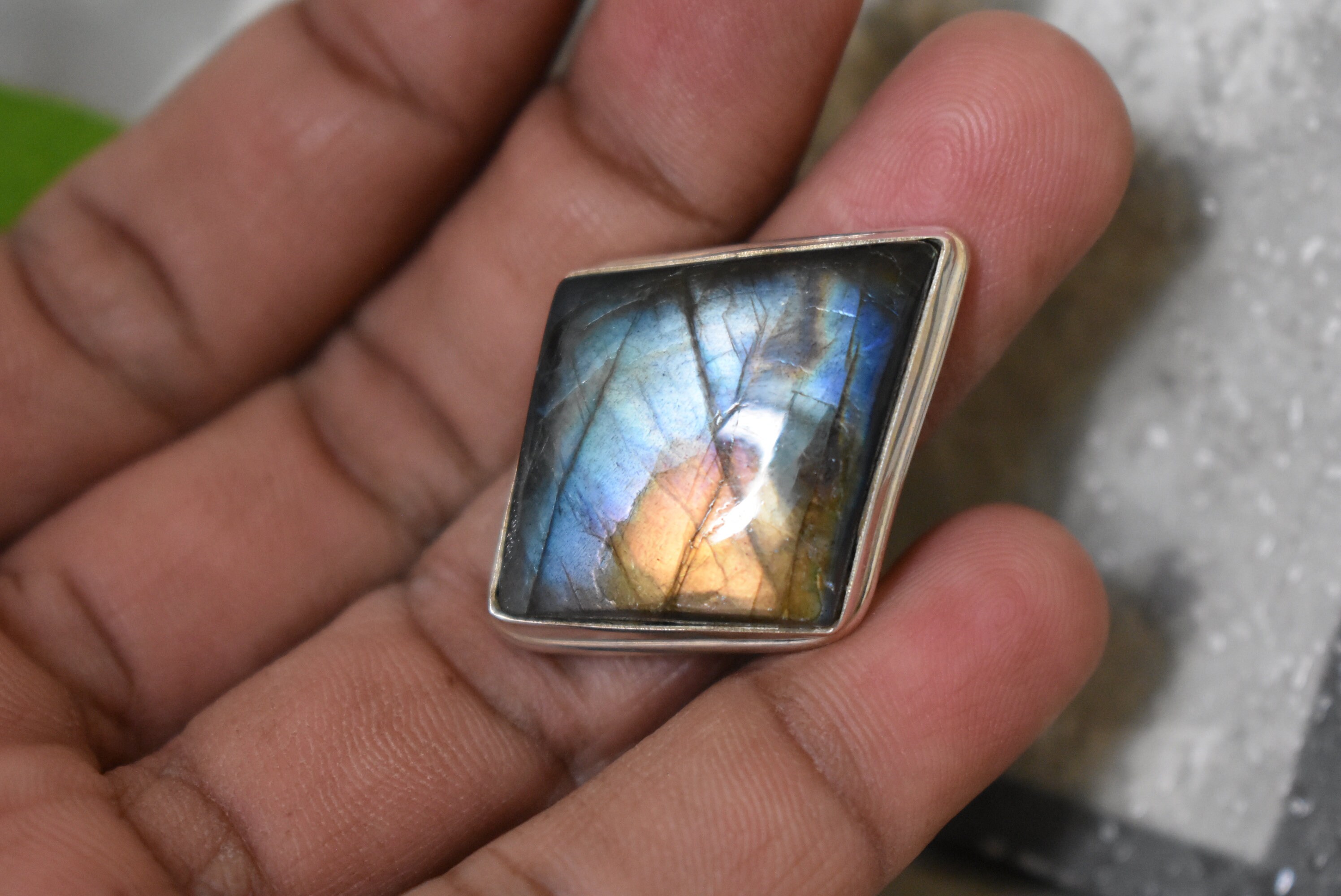 925 silver purple labradorite ring-purple flashy labradorite | Etsy