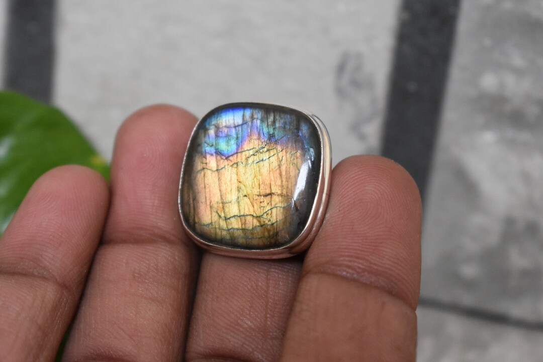 925 Silver Purple Labradorite Ring-purple Flashy Labradorite Ring ...