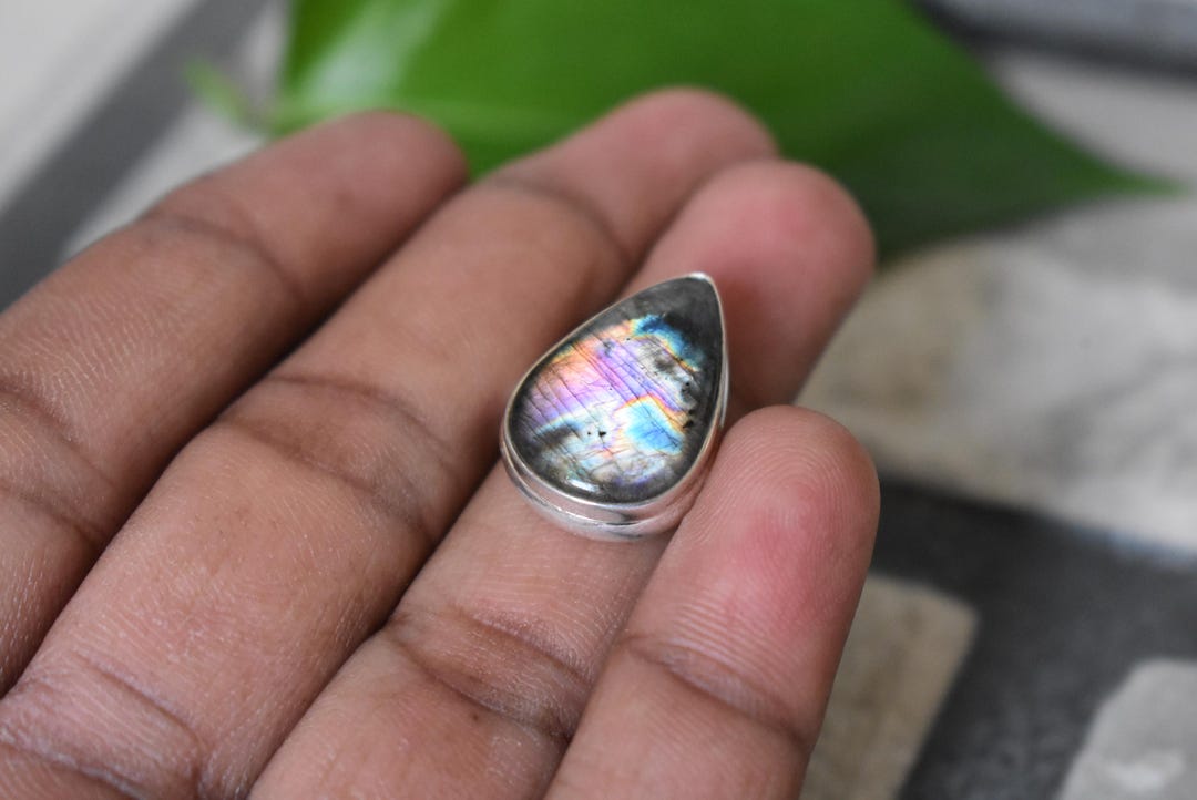 925 Silver Purple Labradorite Ring-purple Flashy Labradorite Ring ...