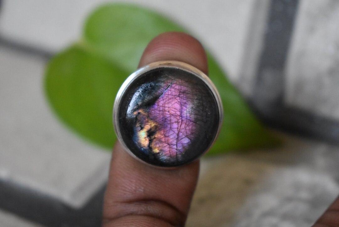 925 Silver Purple Labradorite Ring-purple Flashy Labradorite Ring ...