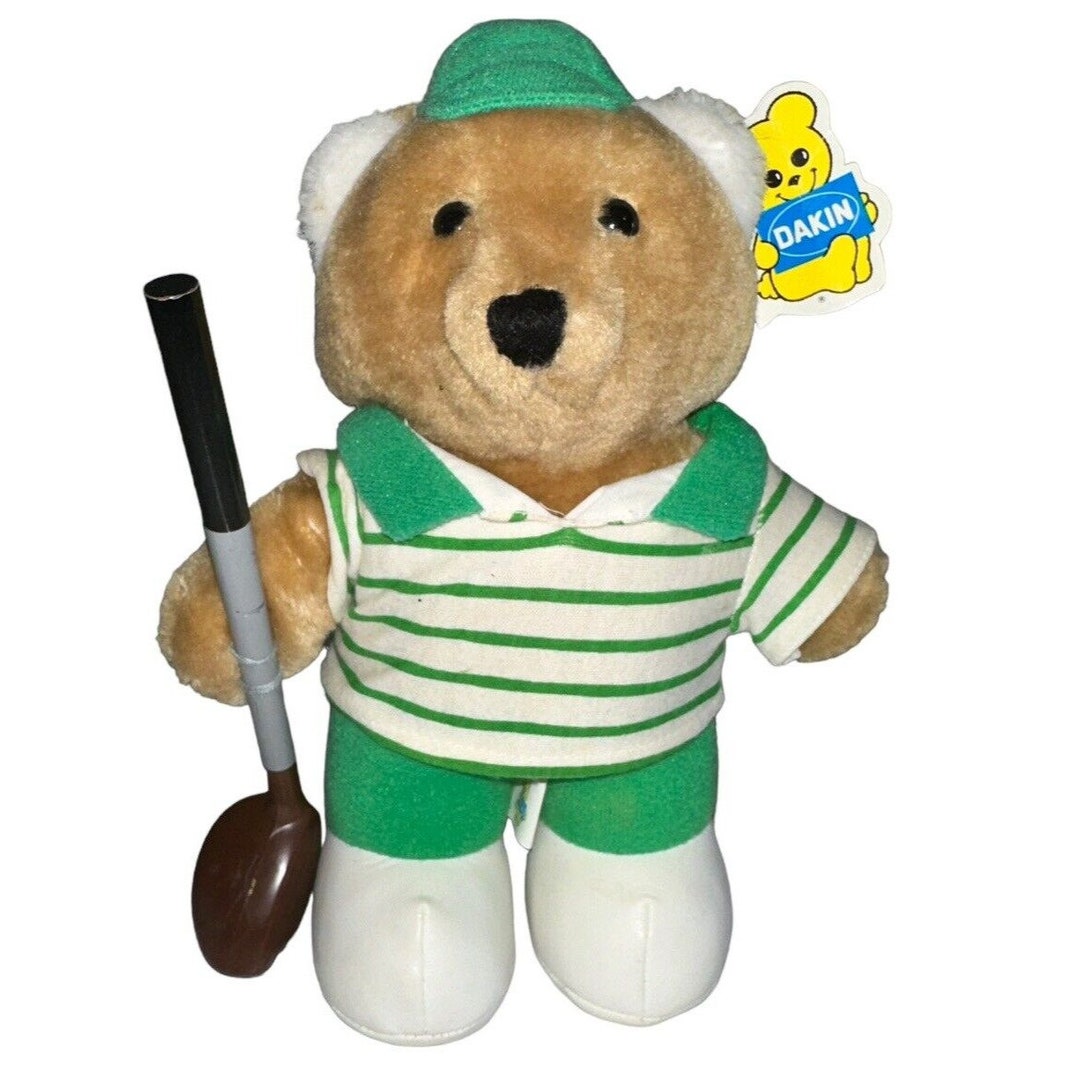 Vintage NOS Dakin Plush Teddy Bear 1987 Golfer Green Hat and Shirt - Etsy