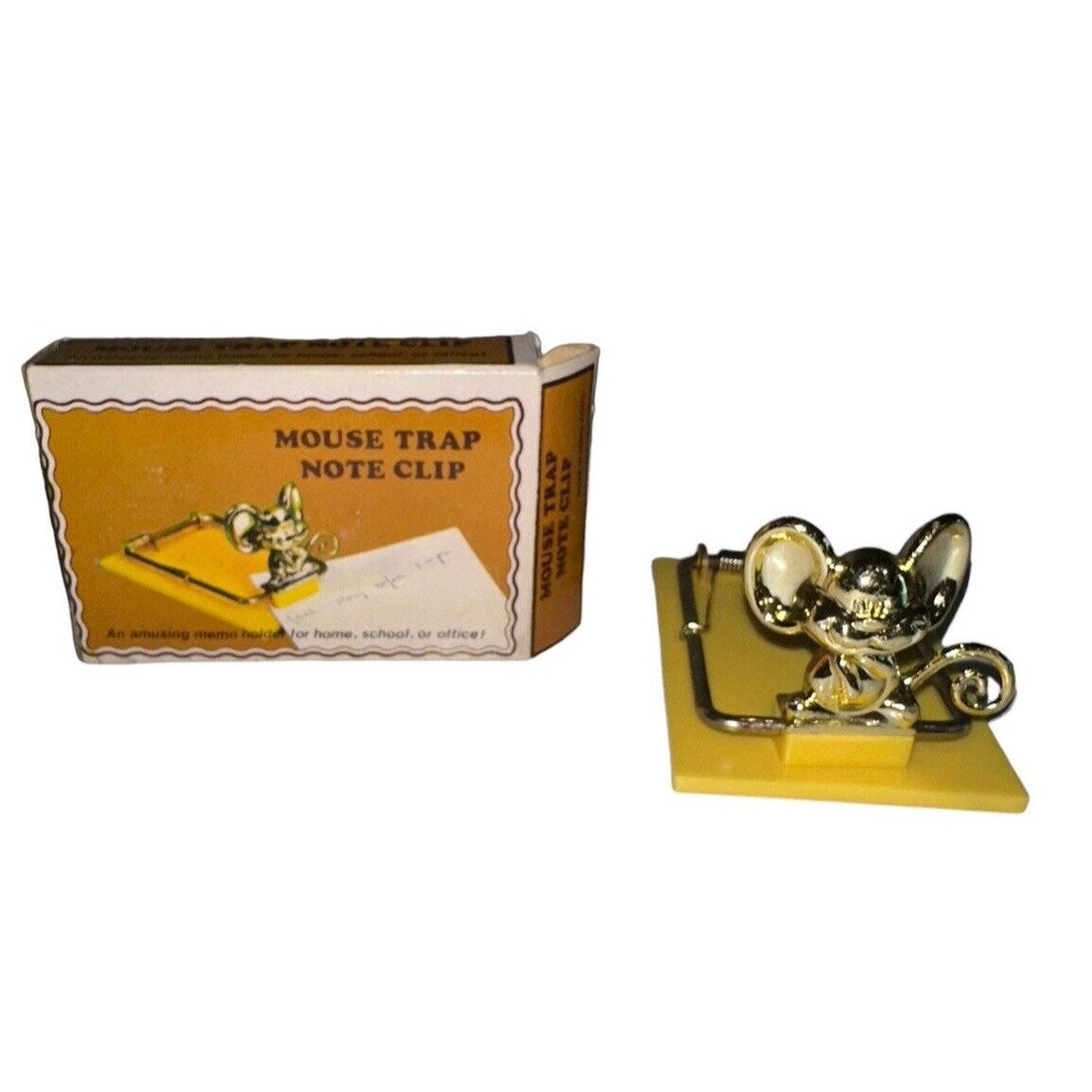 Vintage Mouse Trap Memo Paper Clip Cute Office Accessory Goldtone ...