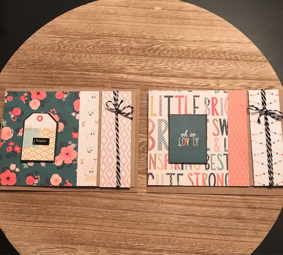 Set of 6 Blank A2 Size Notecards 4.25"x5.5" Kraft Layered Twine Crate ...