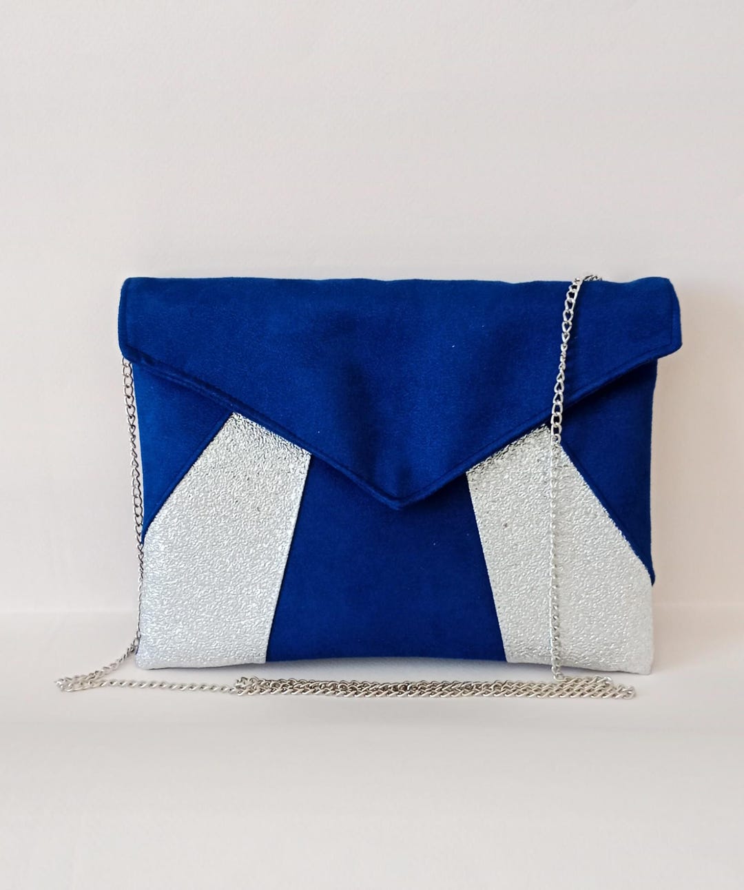 Envelope Clutch, Evening Clutch, Wedding Clutch, Royal Blue Silver ...