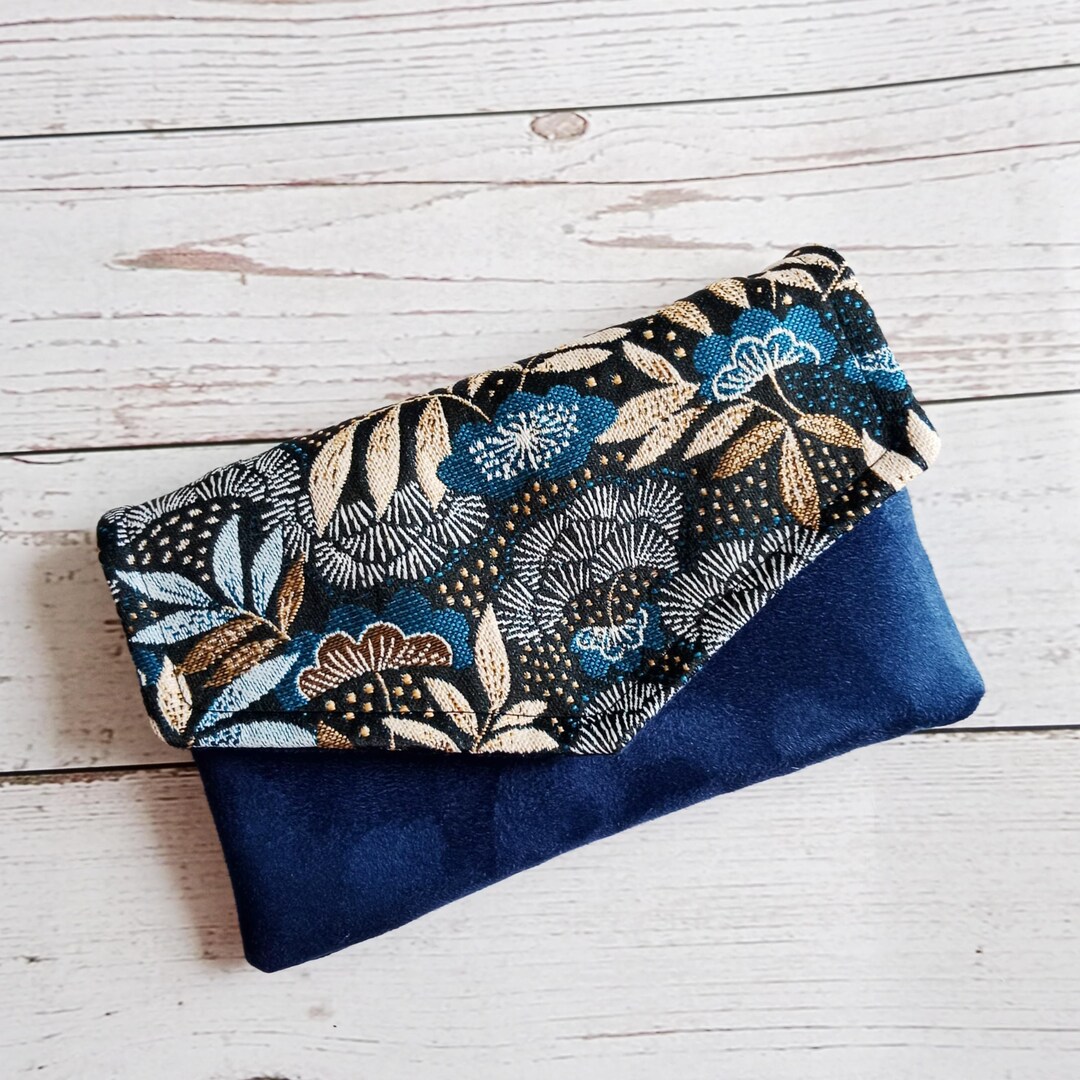 Companion Wallet Checkbook Holder Bag Blue Faux Leather Gold Glitter ...