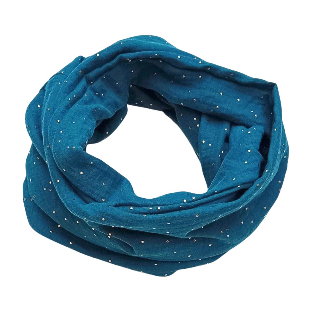 Duck Blue Double Gauze Snood Scarf and Gold Confetti Women's Scarf ...